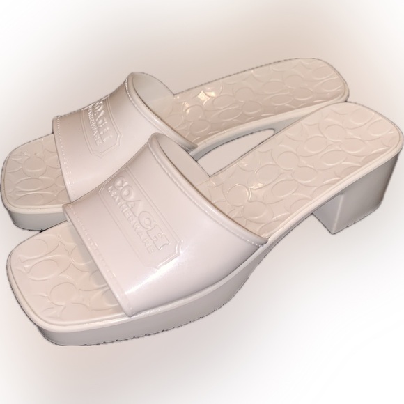 Coach | Shoes | Coach Rubber Jelly Cream Scarlett Clog Mules Block Heel ...